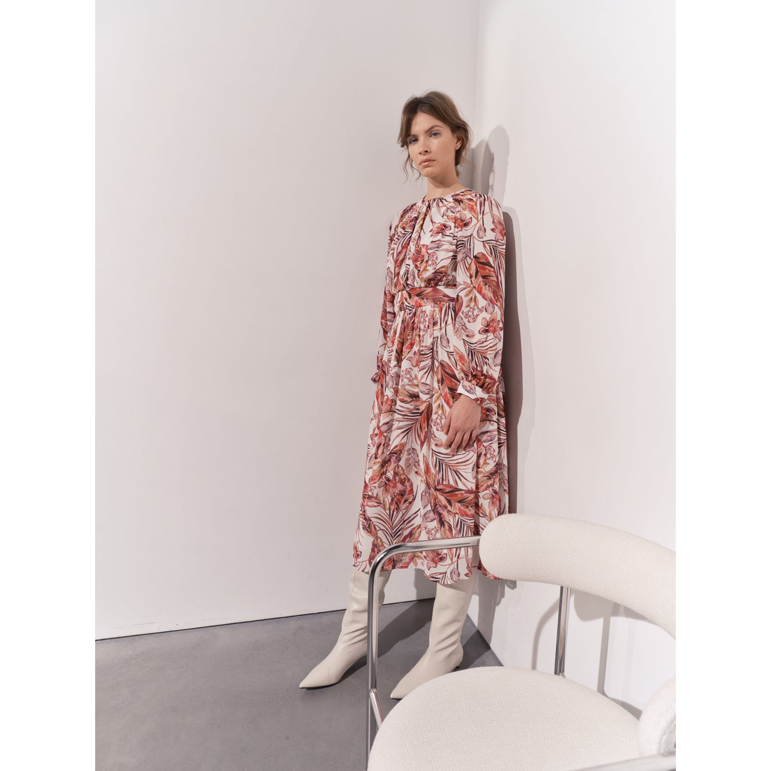 Loom London Women's Rosalie Red & White Printed Raglan Sleeve Dress