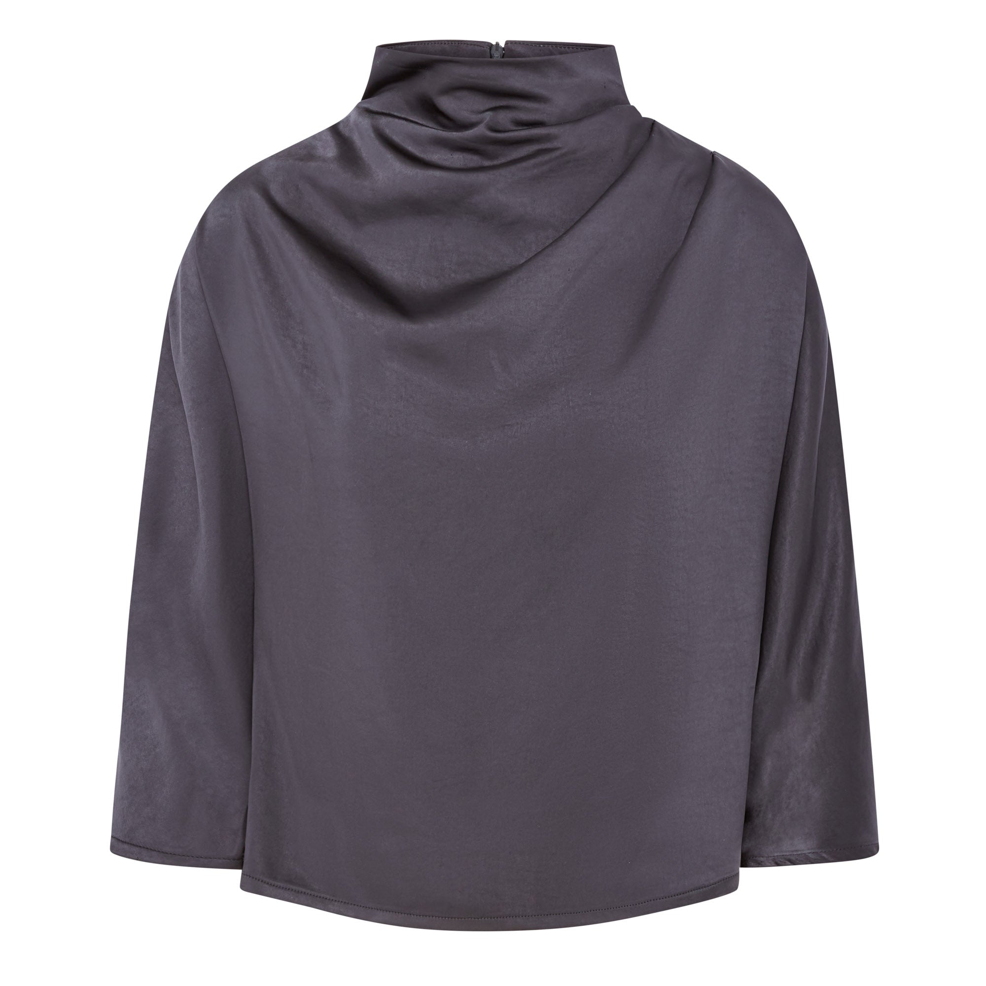 Loom London Women's Celeste Cowl Neck Black Satin Top
