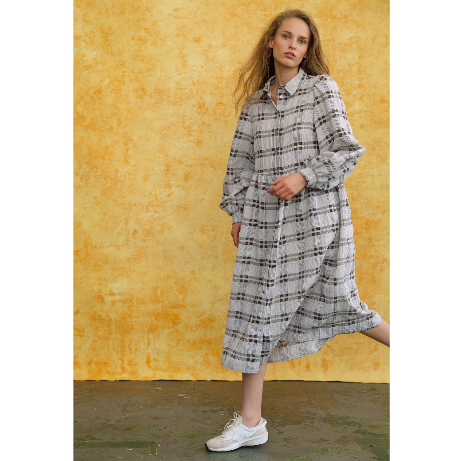Nora Dress Black and White Check – Loom London